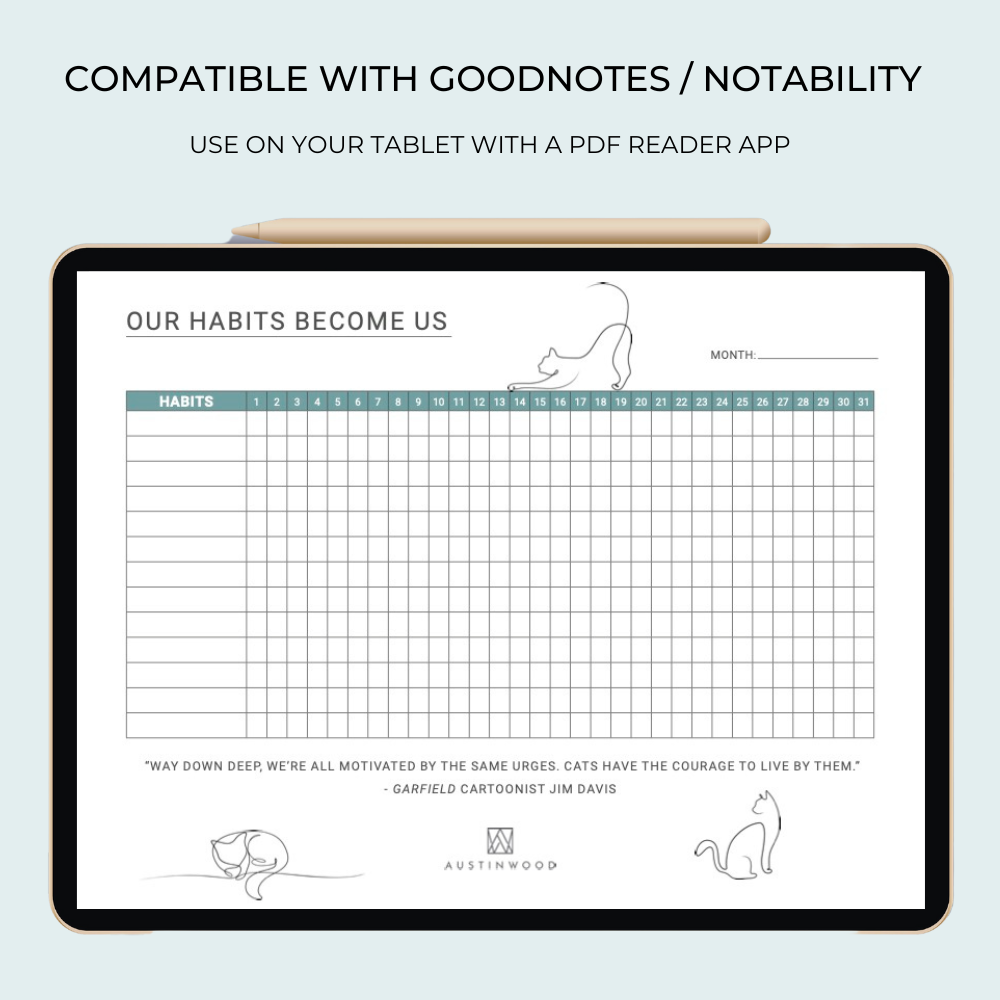 Habit Tracker Minimalist Cat-Themed Digital Habit Tracker – Austinwood